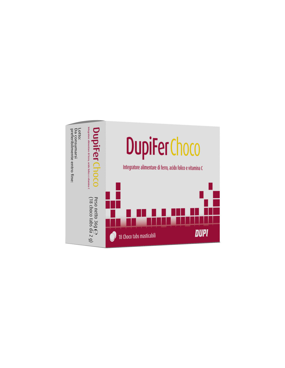 Integratori minerali Dupifer choco 18 choco tabs | Granfarma