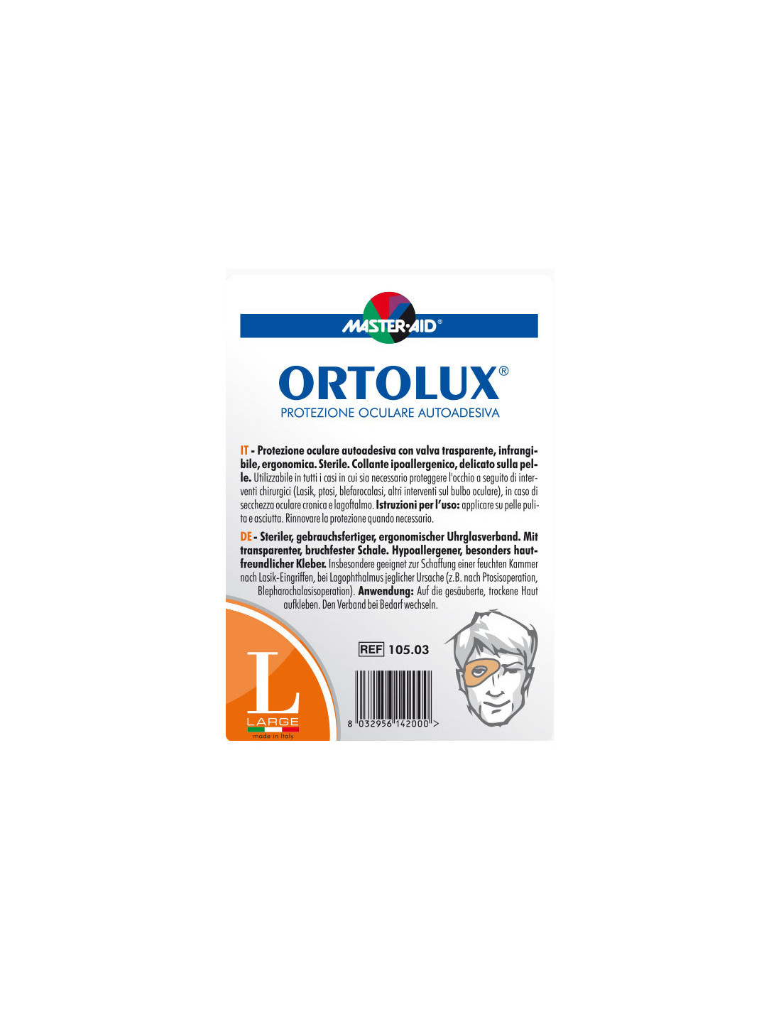 Medicazioni oculari Cerotto trasparente con valva ortolux l | Granfarma