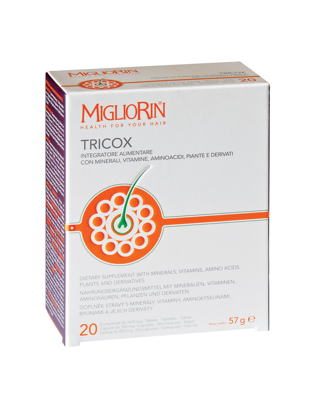 Prodotti anti caduta per capelli Migliorin tricox 20 tavolette + 20 ...