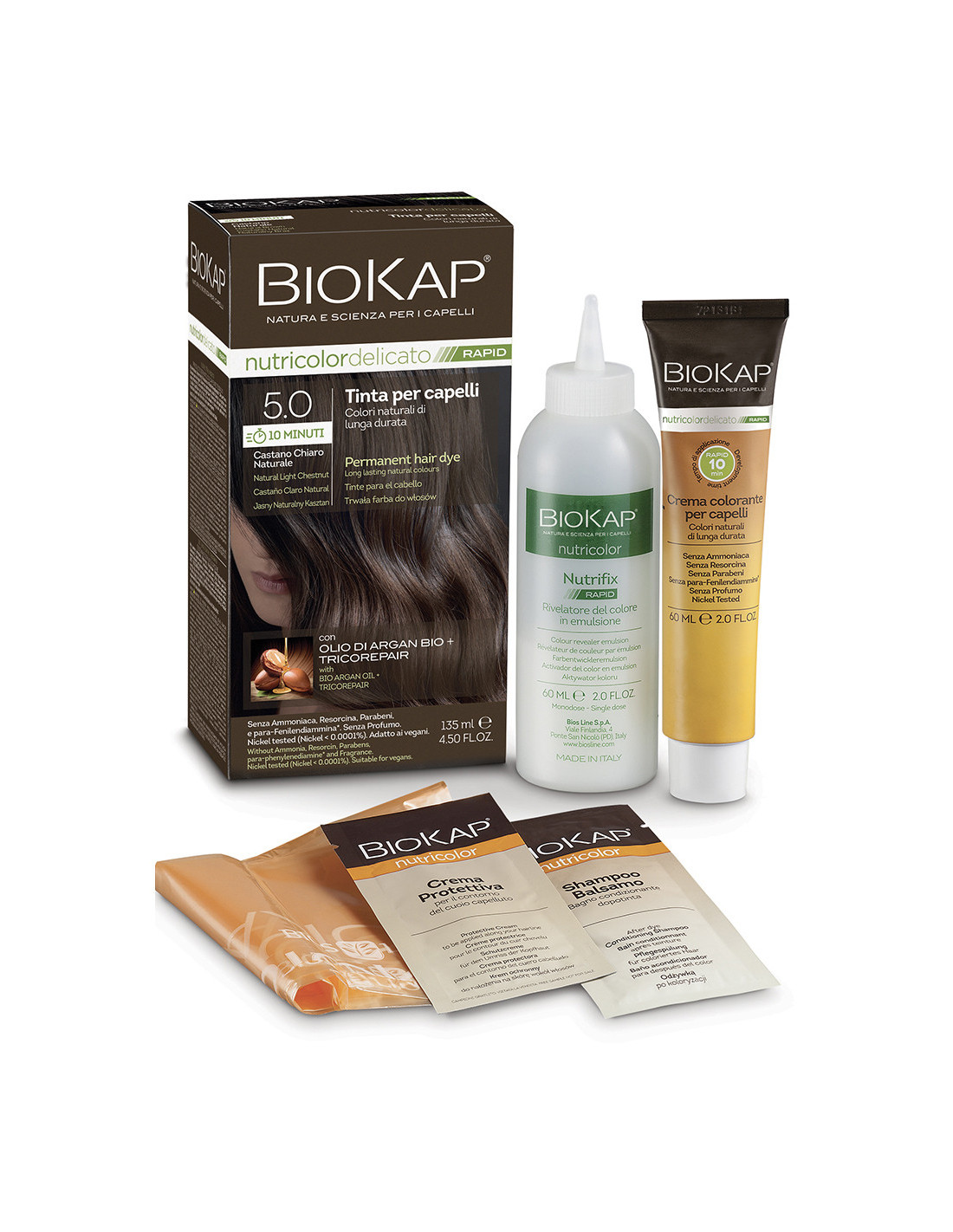 Tinte per capelli Bios line biokap nutricolor delicato rapid tinta 5,0 ...
