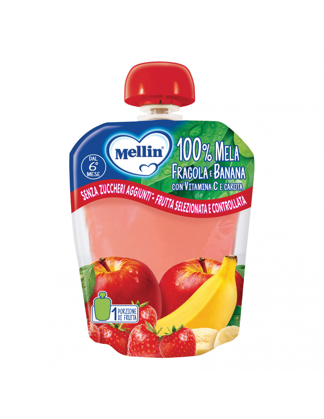 Merende e sanck neonati Mellin pouch mela/fragola/banana 90 g | Granfarma