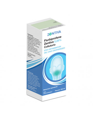 Infiammazione bocca e gola Flurbiprofene (zentiva)*collutorio 160 ml 25 ...