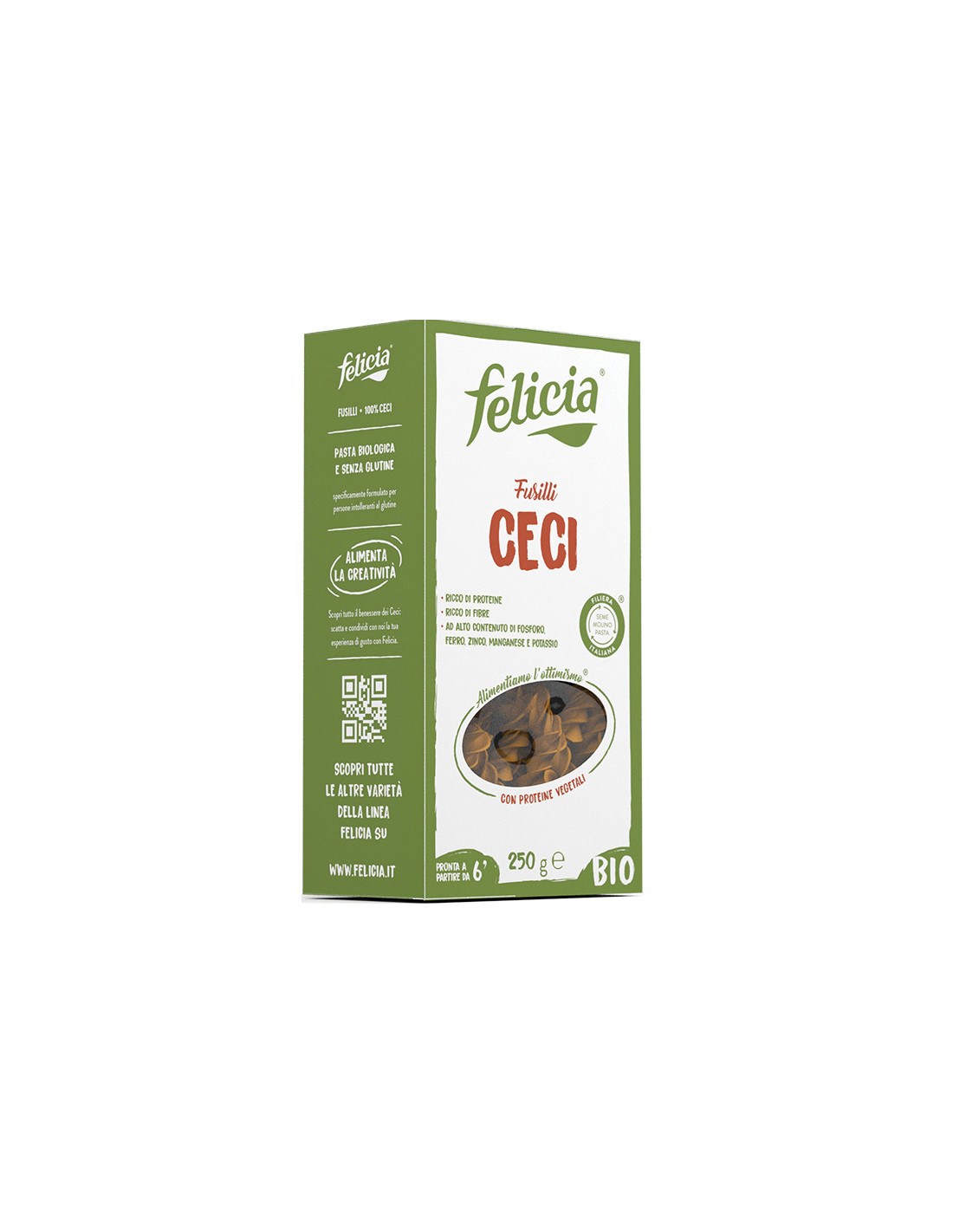 Pasta senza glutine Felicia bio fusilli ceci 250 g | Granfarma