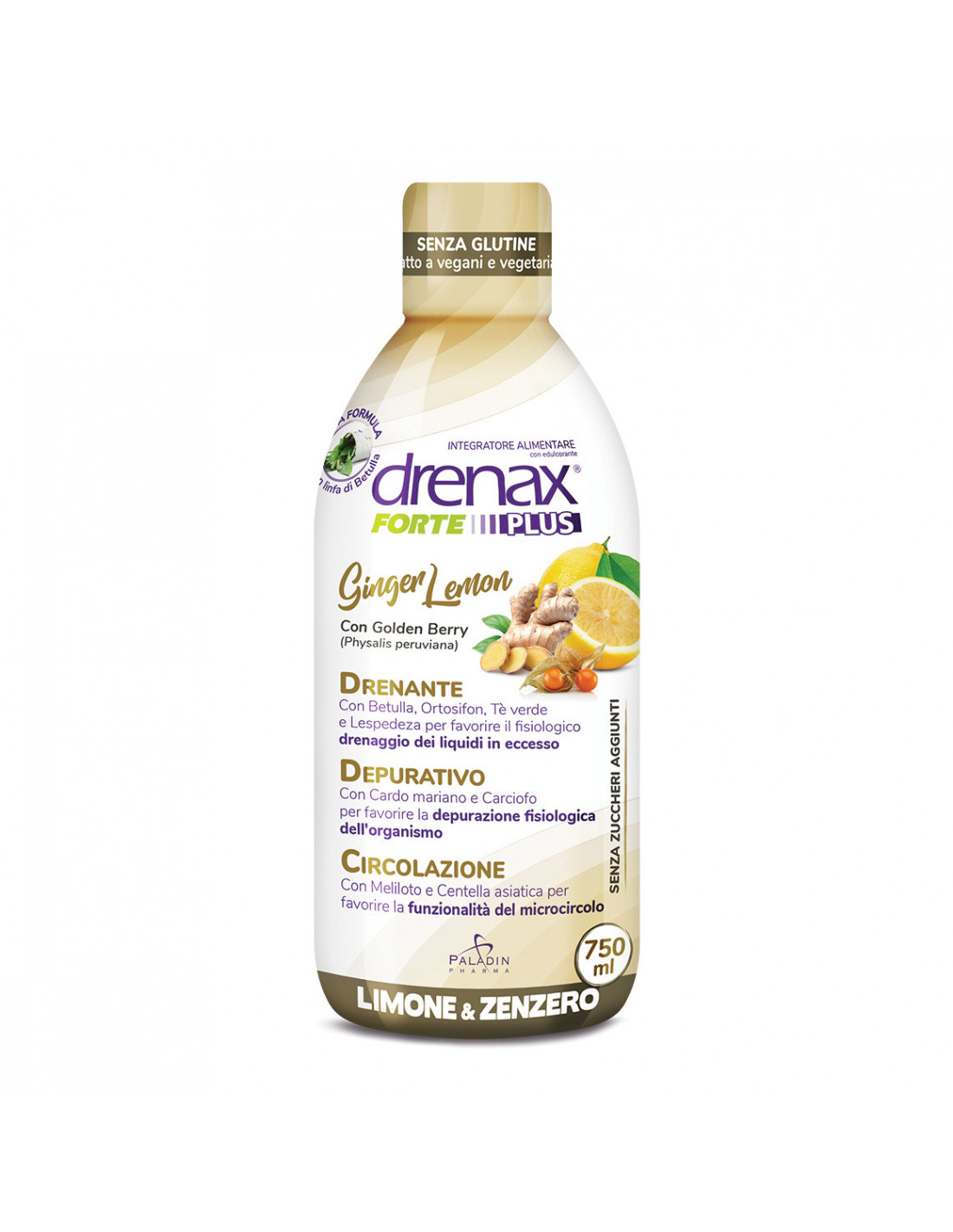 Trattamenti gambe contro la ritenzione idrica Drenax forte plus ginger lemon 750 ml | Granfarma
